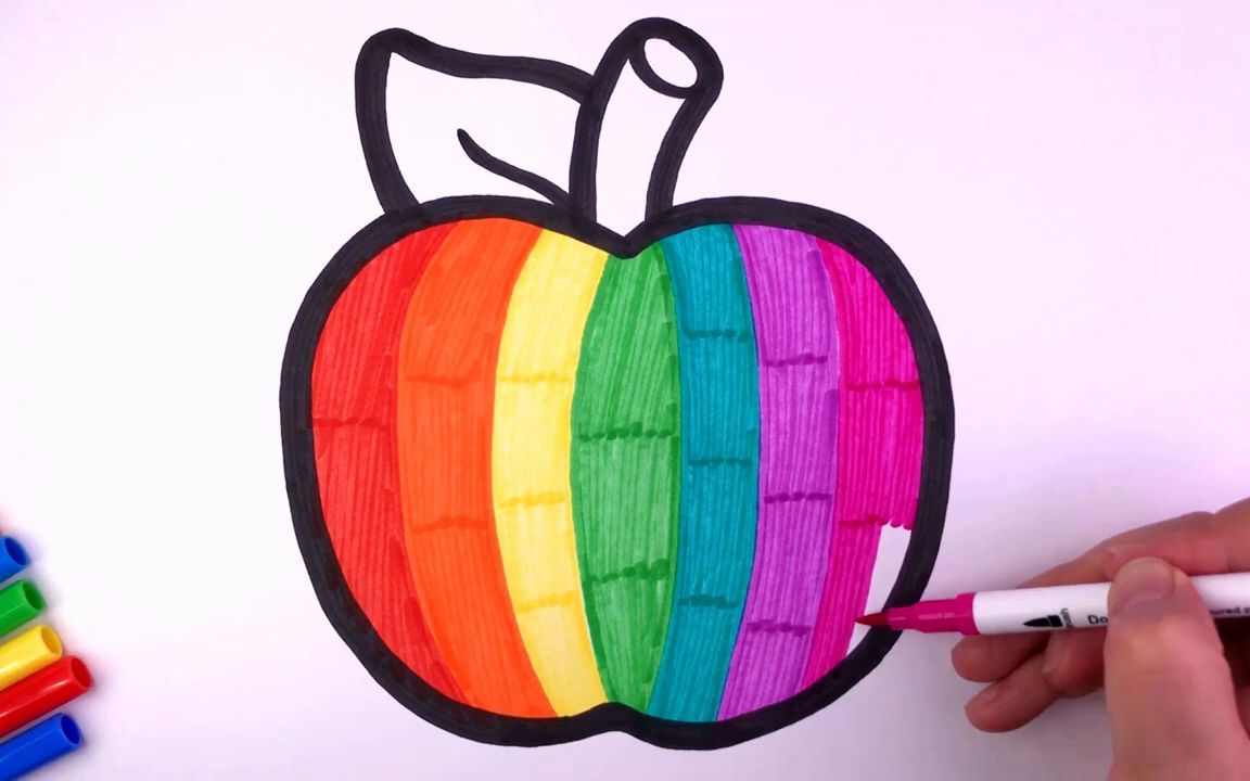 儿童简笔画-为孩子绘制彩色大苹果