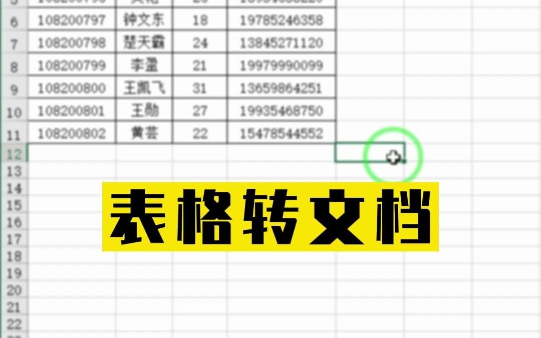 表格快速转换成文档