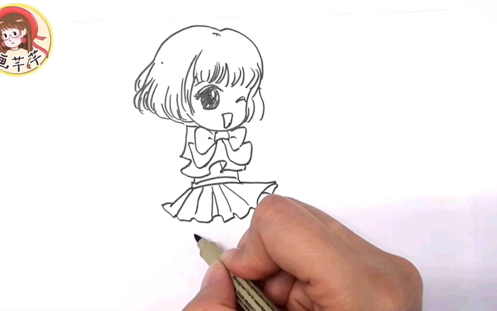跳舞的小女孩,儿童卡通手绘简笔画
