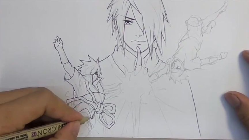 漫画大神手绘火影忍者宇智波佐助素描画看大神怎样素描的!