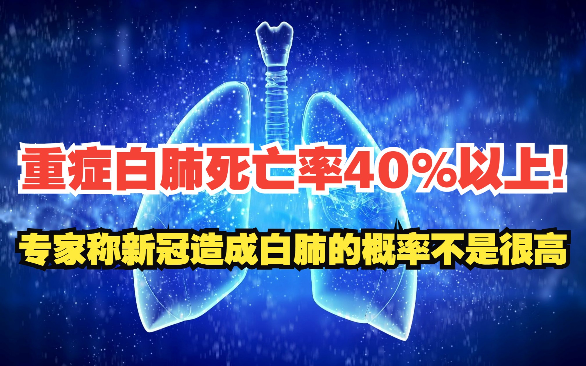 重症白肺死亡率40%以上!专家称新冠造成白肺的概率不是很高