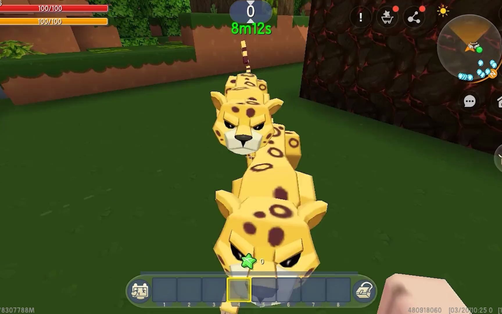 迷你世界:岩浆下降快建房!小表妹木门躲岩浆?结果在火炉里生存