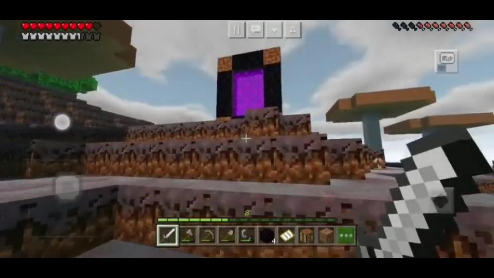 我的世界网易版单人生存12:搭建下界传送门,四角方块颇显寒酸