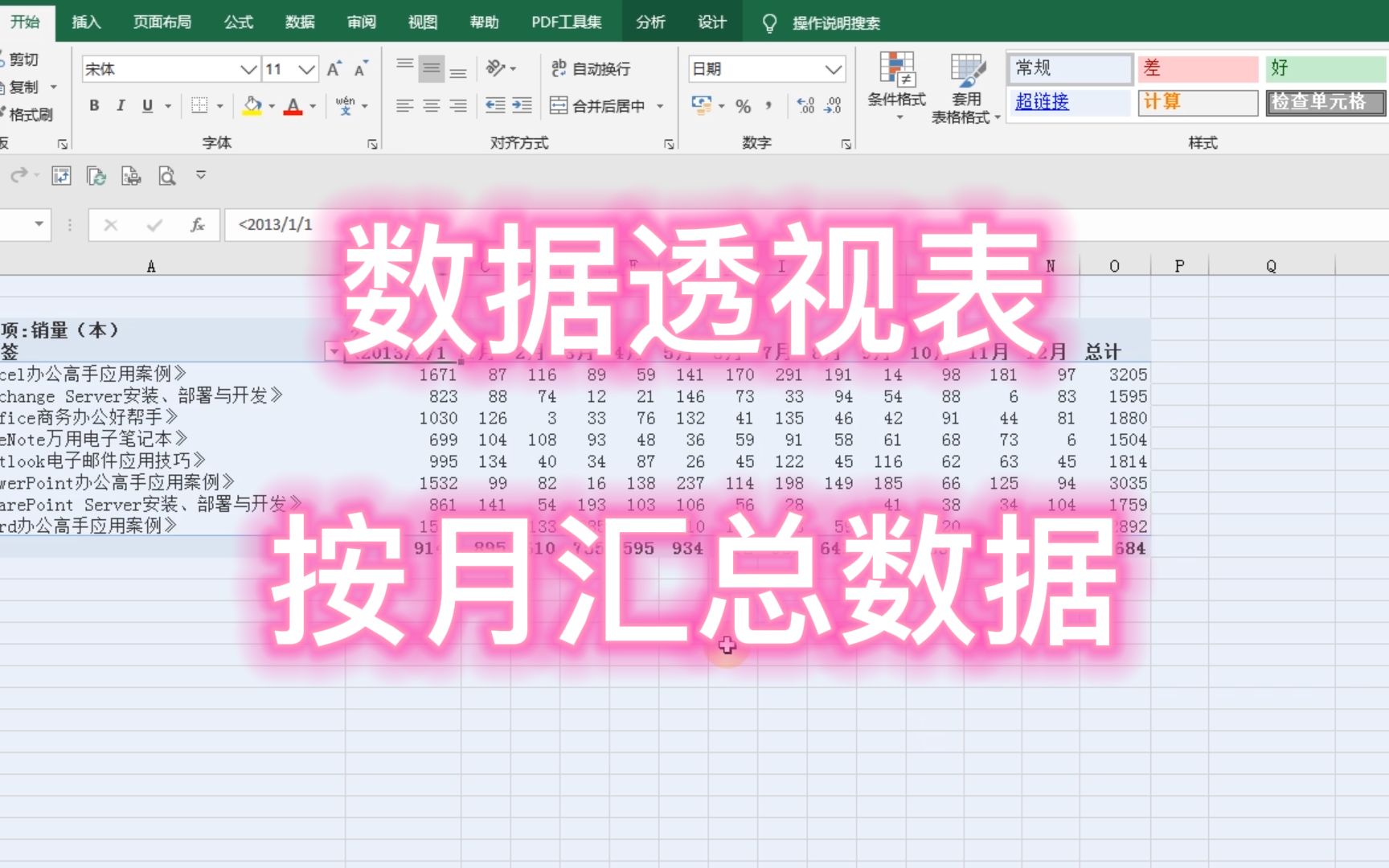 Excel 使用数据透视表,按月汇总数据,这个方法简单高效