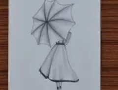 简单素描画打着伞的女孩,初学者也能学会,详细绘画教程