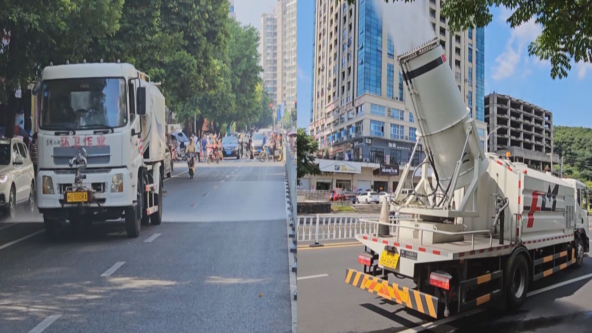 洒水车“加班”!永安加大喷洒作业频次,冲刷路面给城市降温