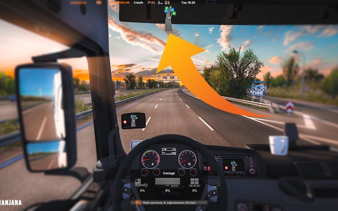 【YouTube】欧卡2mod_带透明背景模块的顶部和底部紧凑型路线顾问|...