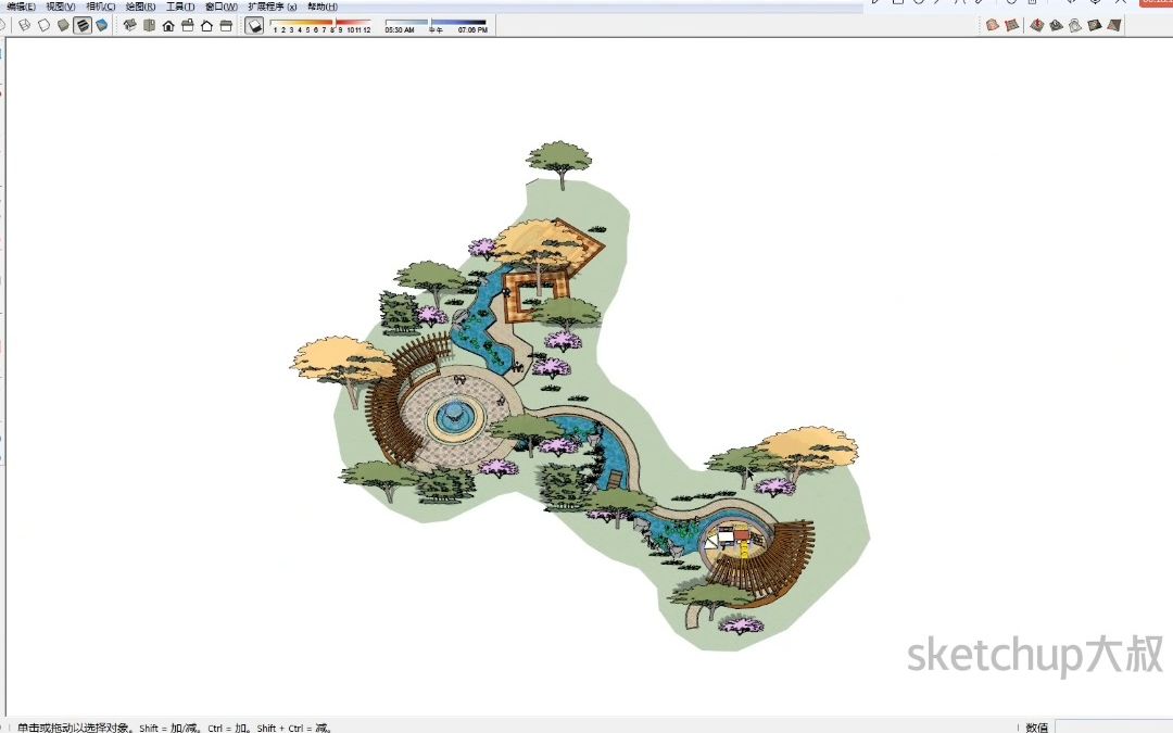 sketchup大叔--半小时快速sketchup景观设计建模,公园su建模教程,玩转...
