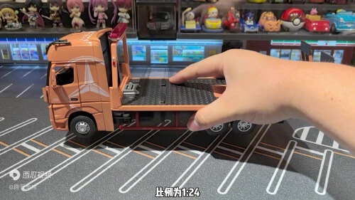 粉色奔驰平板救援拖车合金车模玩具开箱,比例1:24