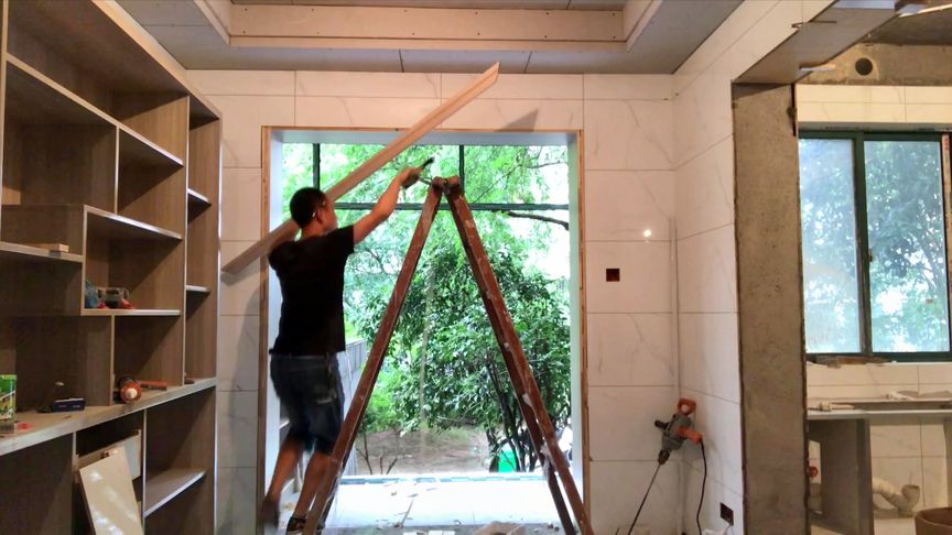 木工现场用免漆板做门套,安装方法是怎样,现场和您分享一下