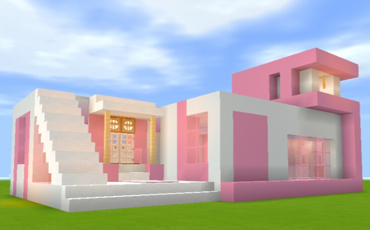【mc建筑教程】少女心小别墅‖颜色系列第一期:粉色‖我的世界