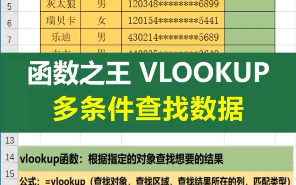 函数之王VLOOKUP 多条件查找数据,只需要创建个辅助列,就可以搞定...